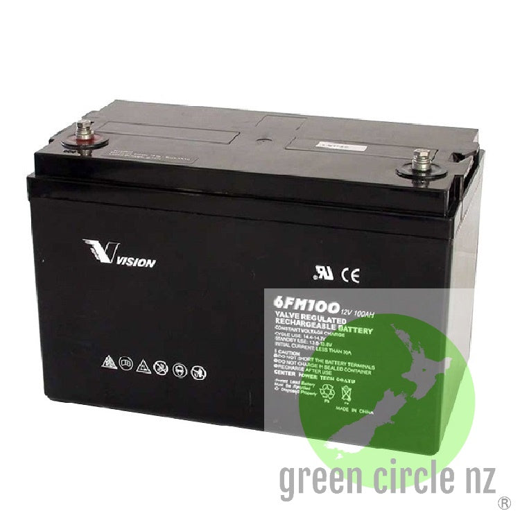 Vision AGM battery 12v 100 Amp Hour – Green Circle NZ